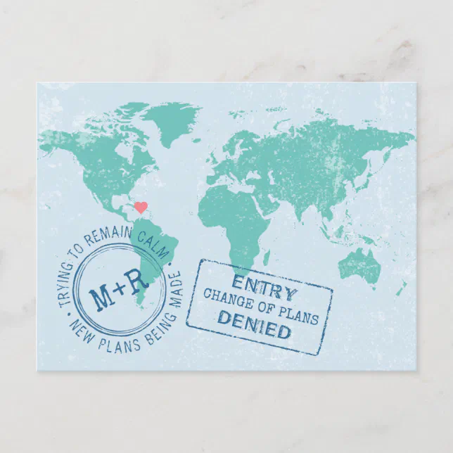 Change Reschedule Date Destination Wedding Travel Announcement Postcard ...