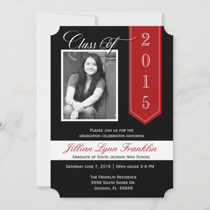 Change Ribbon Color Graduation Announcement | Zazzle