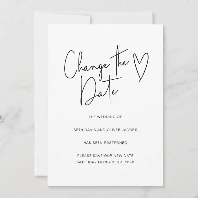 Change the Date Change of Plans Simple Invitation | Zazzle