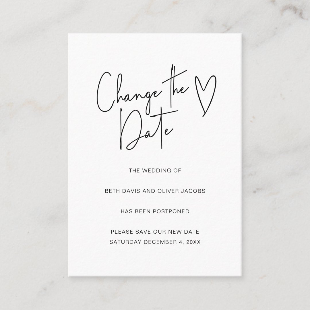 Change the Date Change of Plans Small Invitation | Zazzle