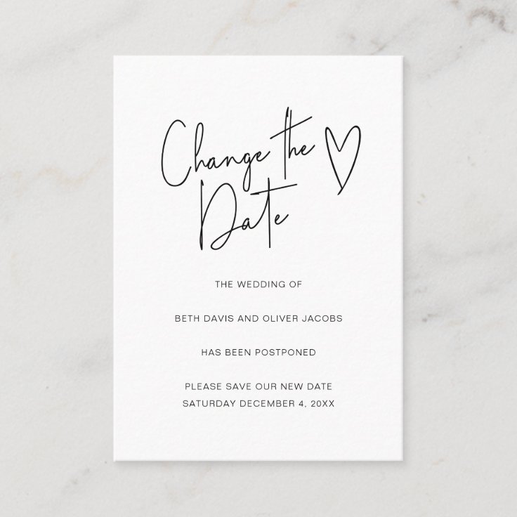 Change the Date Change of Plans Small Invitation | Zazzle