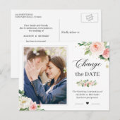 Change the Date Elegant Blush Pink Floral Photo Postcard | Zazzle