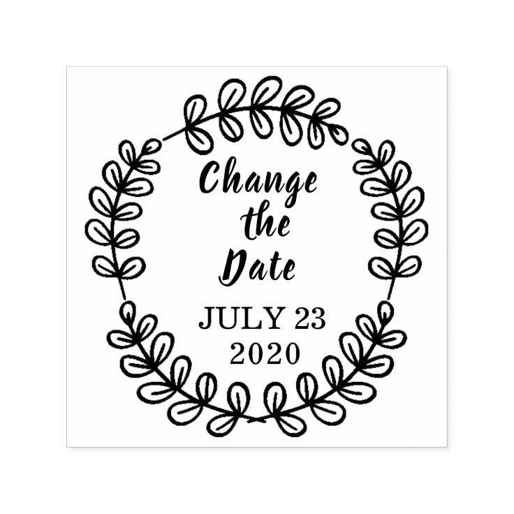 Change The Date Hand Drawn Wreath Custom Self-inking Stamp | Zazzle