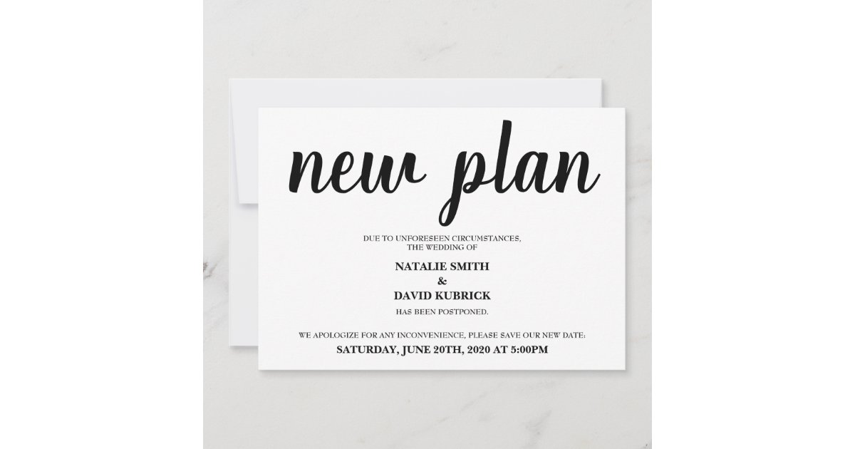 Change the Date Postponed Wedding Announcement | Zazzle