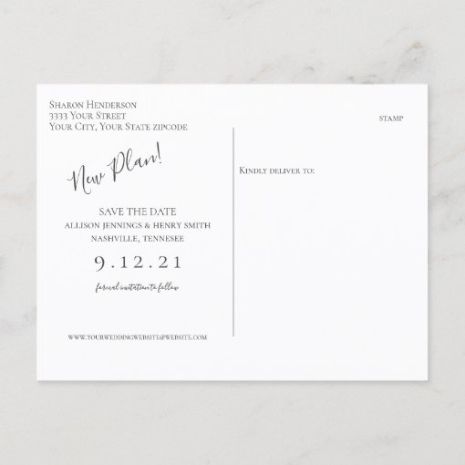 Change the Date Save the Date Silver Glitter Announcement Postcard | Zazzle