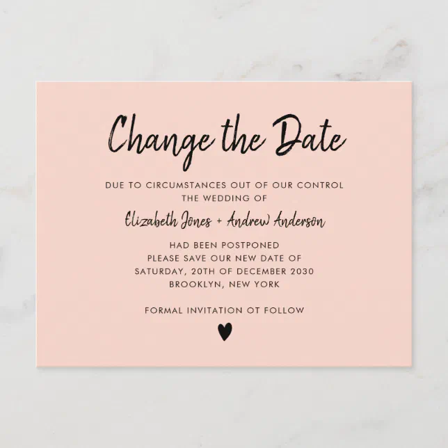 Change the Date Script Calligraphy Minimalist Pink Announcement ...