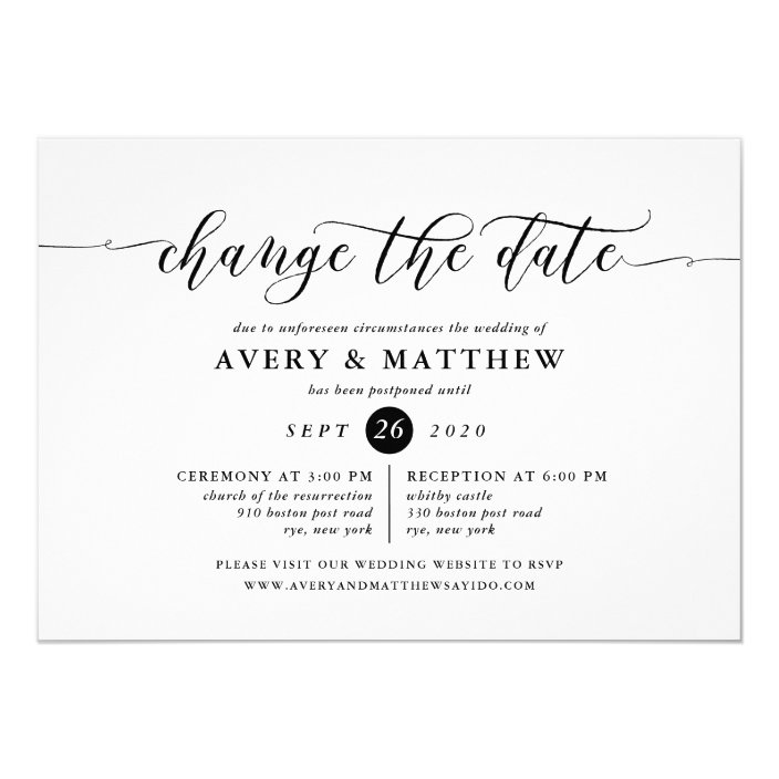 Change The Date Wedding Ceremony and Reception Invitation | Zazzle.com