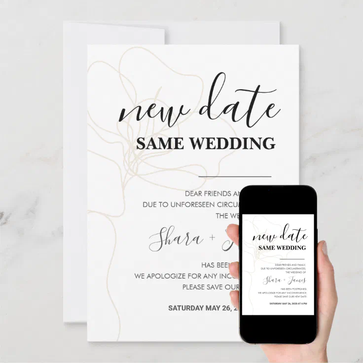 Change The Date Wedding Invitation | Zazzle