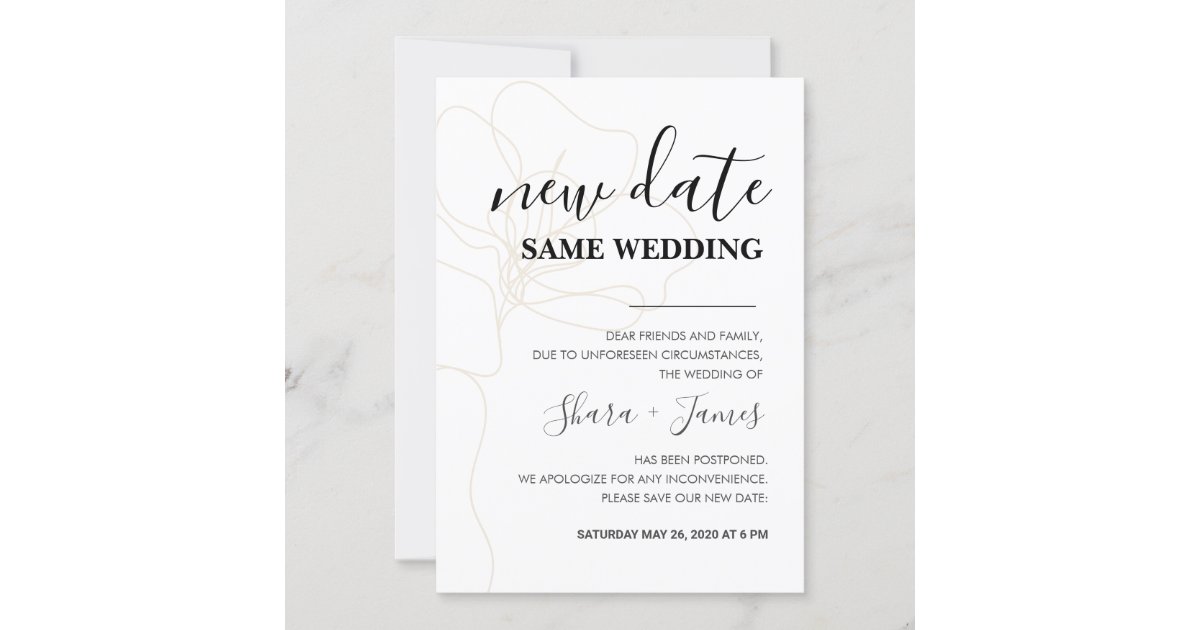 Change The Date Wedding Invitation | Zazzle