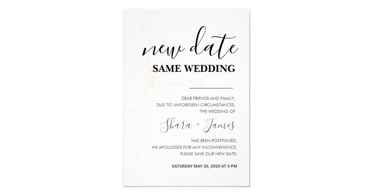 Change The Date Wedding Invitation | Zazzle.com