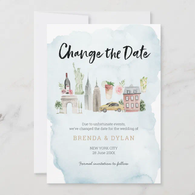 Change the date Wedding New York City invitation | Zazzle