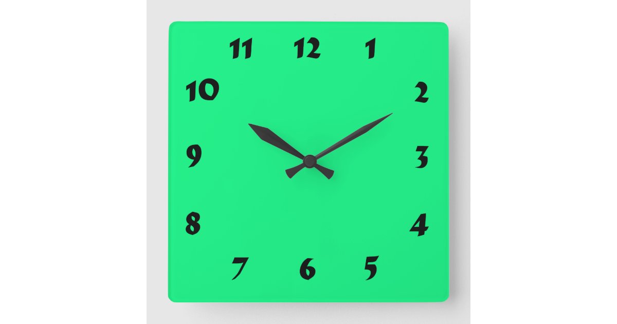 Changeable Numbered Bright Neon Green Clock | Zazzle