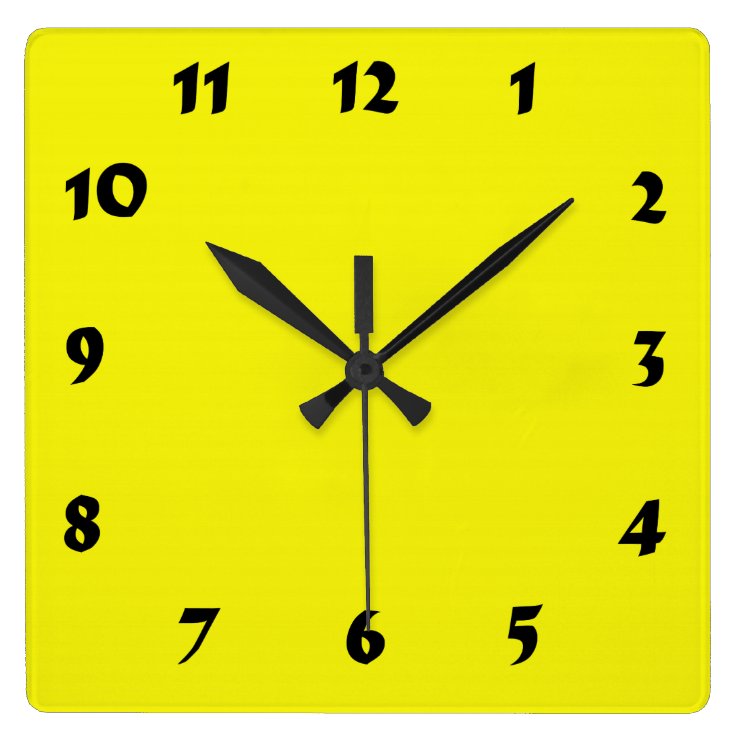 Changeable Numbered Bright Neon Yellow Clock | Zazzle