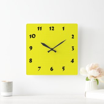 Changeable Numbered Bright Neon Yellow Clock | Zazzle