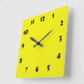 Changeable Numbered Bright Neon Yellow Clock | Zazzle