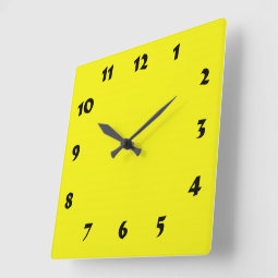 Changeable Numbered Bright Neon Yellow Clock | Zazzle