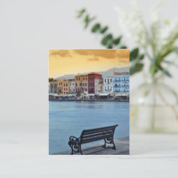 Chania at dusk, Chania, Crete, Greece Postcard | Zazzle