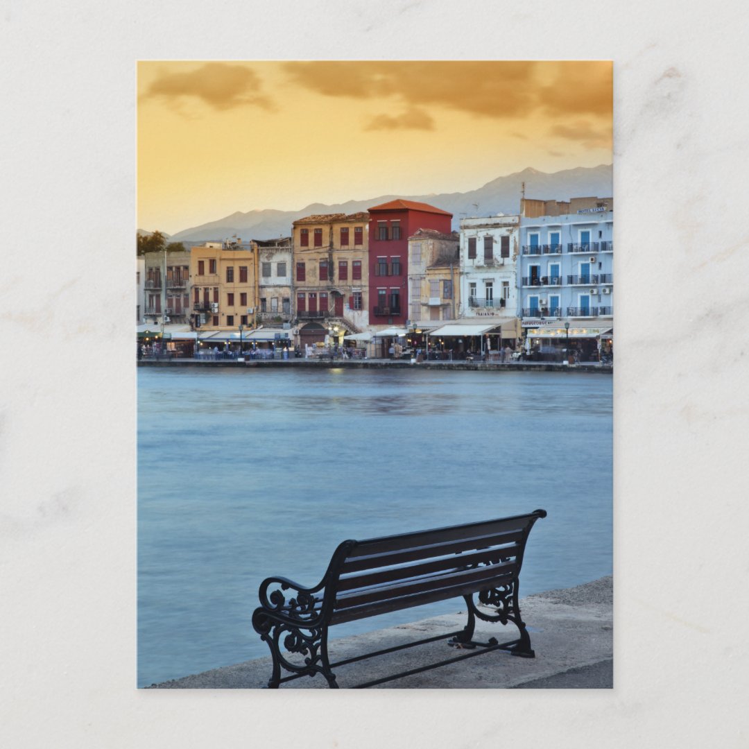 Chania at dusk, Chania, Crete, Greece Postcard | Zazzle