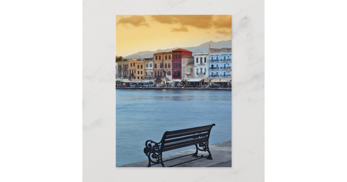 Chania at dusk, Chania, Crete, Greece Postcard | Zazzle