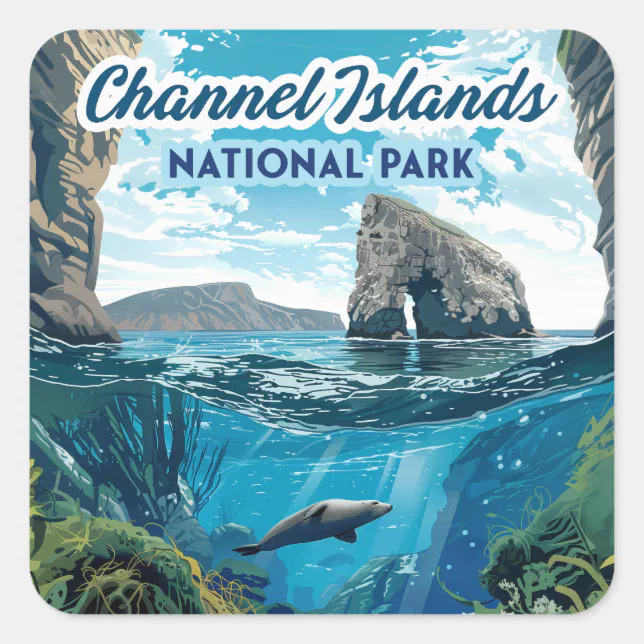 Channel Islands National Park California Ocean Square Sticker | Zazzle