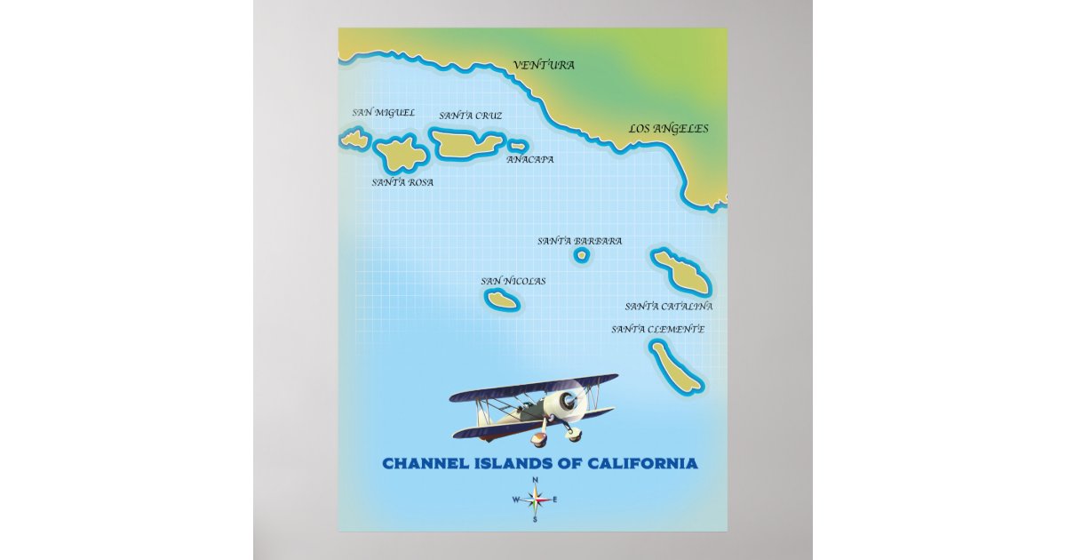 Channel Islands of California map Poster | Zazzle