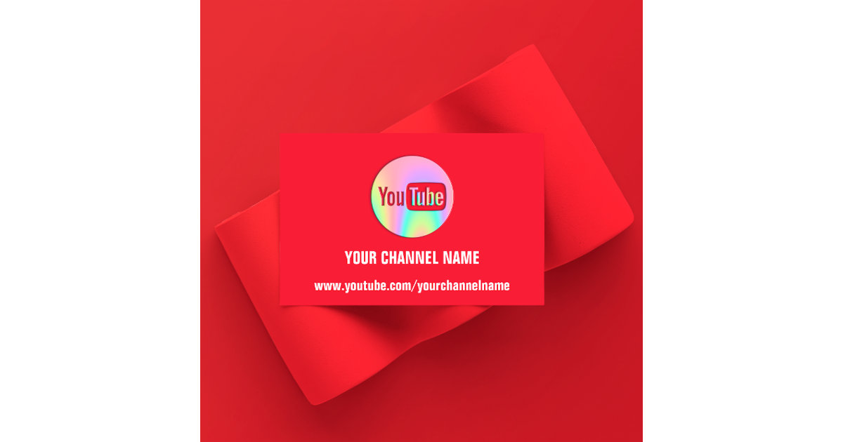 CHANNEL NAME YOU TUBER LOGO QR CODE HOLOGRAPH RED BUSINESS CARD | Zazzle
