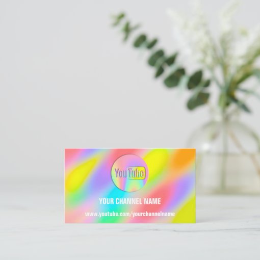 CHANNEL NAME YOU TUBER LOGO QR CODE HOLOGRAPH VIP BUSINESS CARD | Zazzle