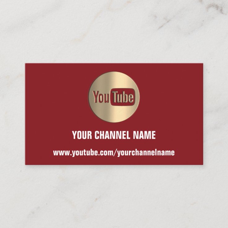 CHANNEL NAME YOU TUBER LOGO QR CODE MAROON GOLD BUSINESS CARD | Zazzle