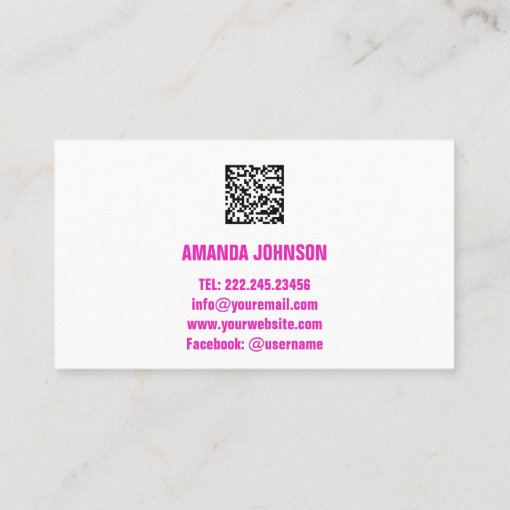 CHANNEL NAME YOUTUBER LOGO QR CODE PINK WHITE BUSINESS CARD | Zazzle
