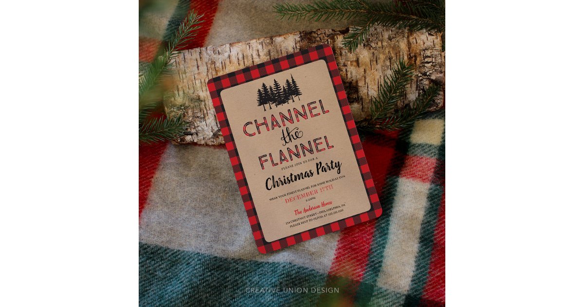 Channel The Flannel Christmas Party Invitation | Zazzle
