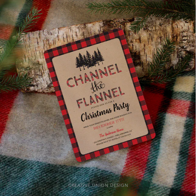 Channel The Flannel Christmas Party Invitation | Zazzle