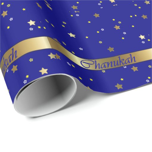 Chanukah Blue Gold Wrapping Paper | Zazzle
