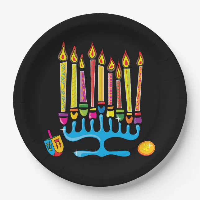 Chanukkah, Hanukkah Menorah Paper Plate | Zazzle