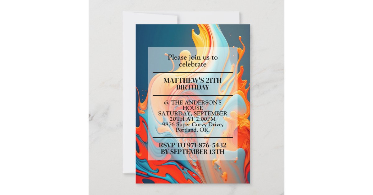 Chaotic Flames Print Birthday Party Invitation | Zazzle