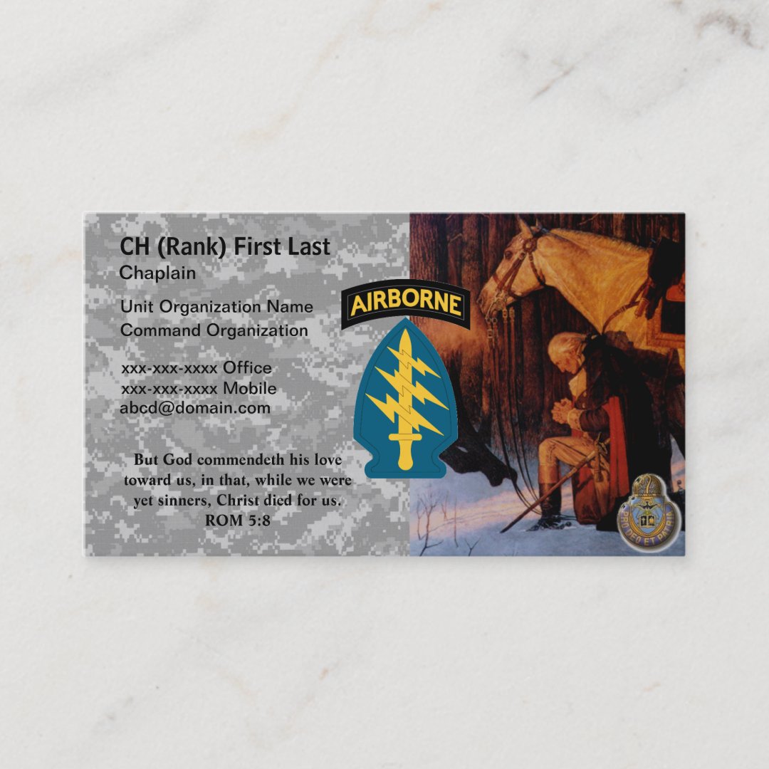 Chaplain Business Card (George Washington Praying) | Zazzle