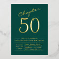 Chapter 50 50th Birthday Invitation Green Gold Foil Invitation | Zazzle