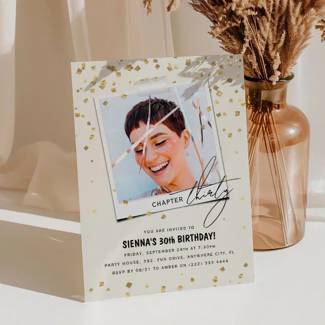 Chapter Thirty Fun Modern Photo 30th Birthday Invitation | Zazzle