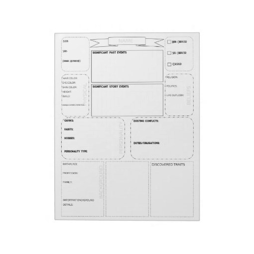 Character Sheet Notepad | Zazzle