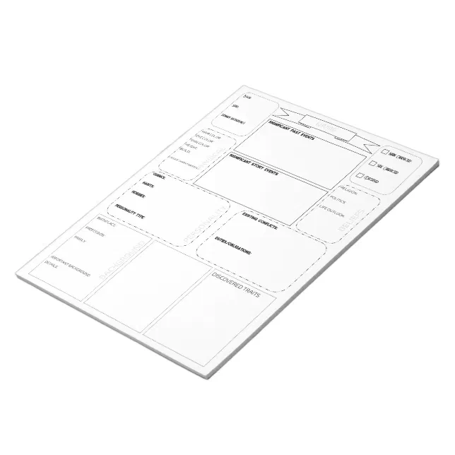 Character Sheet Notepad | Zazzle