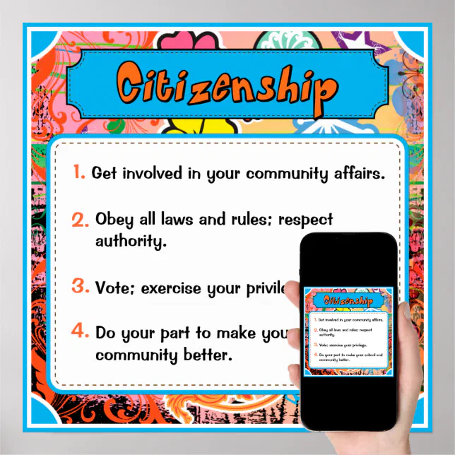 Character Traits Posters, Citizenship - 5 of 6 Poster | Zazzle