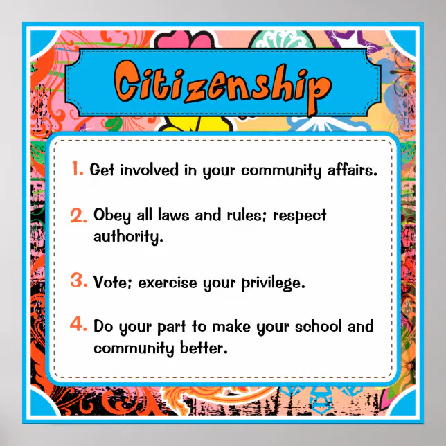 Character Traits Posters, Citizenship - 5 of 6 Poster | Zazzle