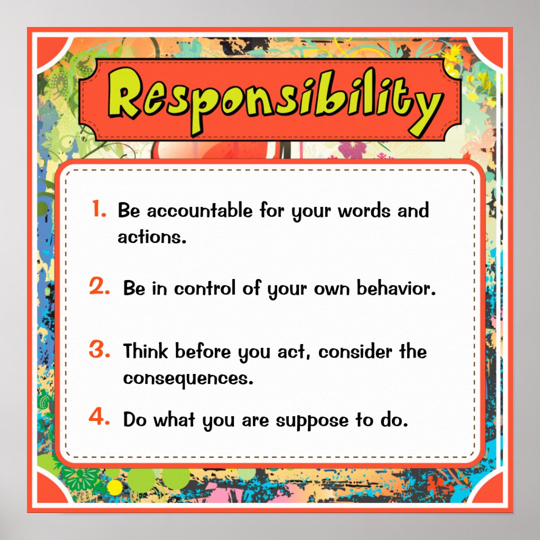Character Traits Posters, Responsibility - 6 of 6 Poster | Zazzle
