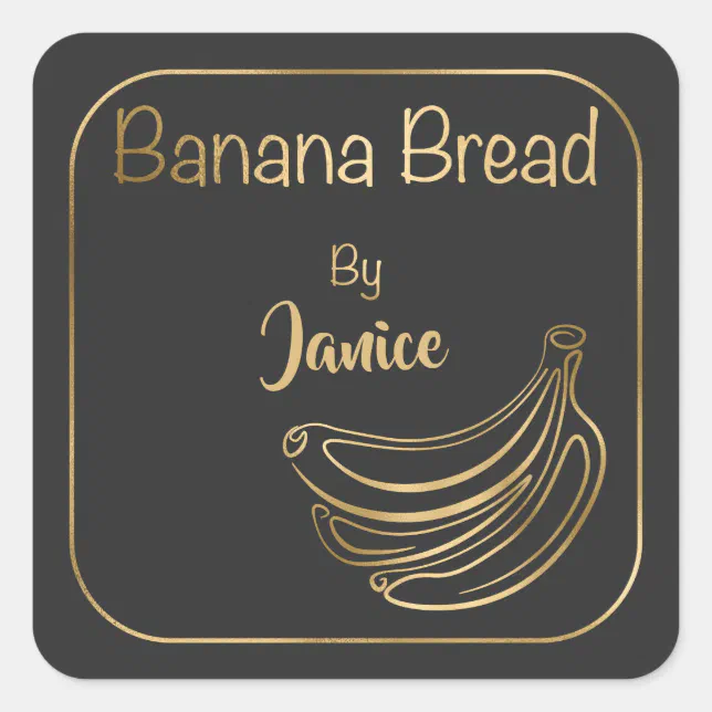 Charcoal And Gold Luxurious Banana Bread Label | Zazzle