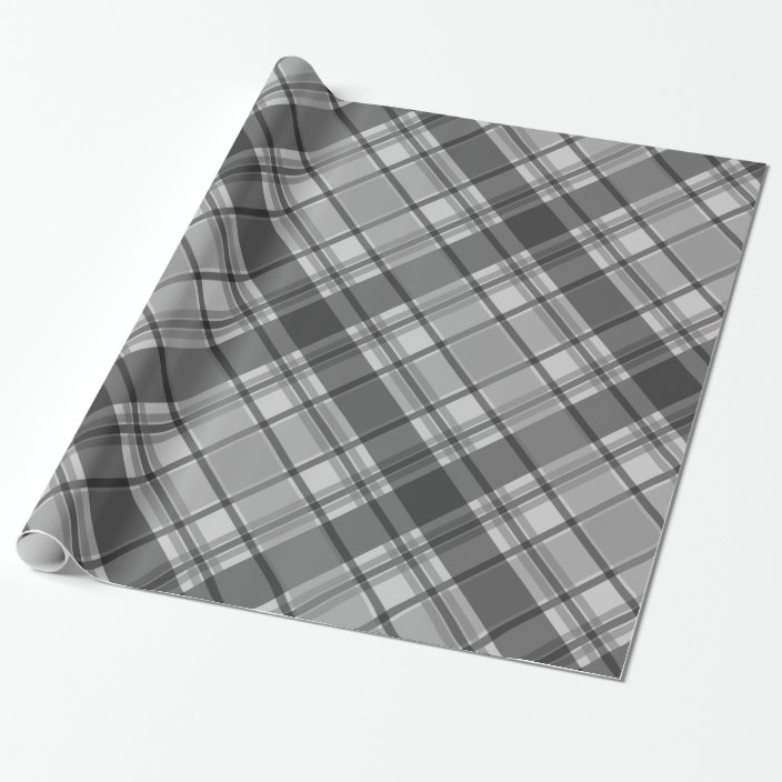 Charcoal and Light Gray Plaid Wrapping Paper | Zazzle.com