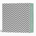 Charcoal and Mint Green Chevrons Custom Monogram Binder | Zazzle
