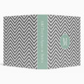 Charcoal and Mint Green Chevrons Custom Monogram Binder | Zazzle