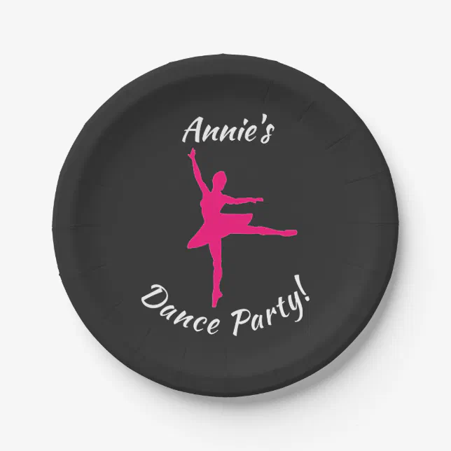 Charcoal Ballerina Sleek Dance Paper Plates | Zazzle