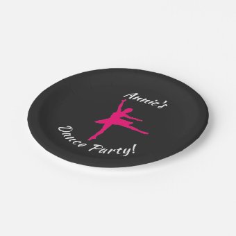 Charcoal Ballerina Sleek Dance Paper Plates | Zazzle