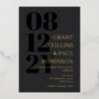 Charcoal Black & Gold Typography 2 in 1 Wedding Foil Invitation | Zazzle