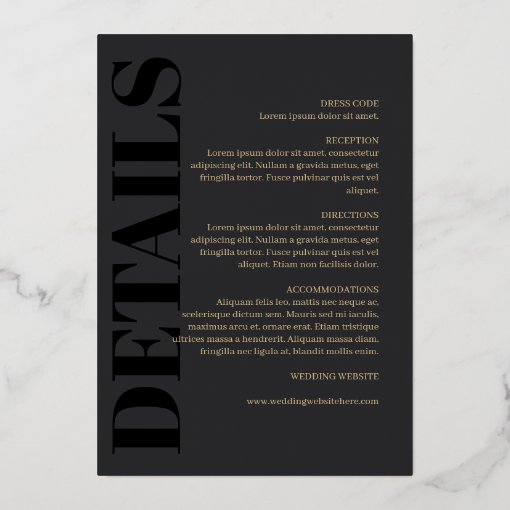 Charcoal Black & Gold Typography 2 in 1 Wedding Foil Invitation | Zazzle